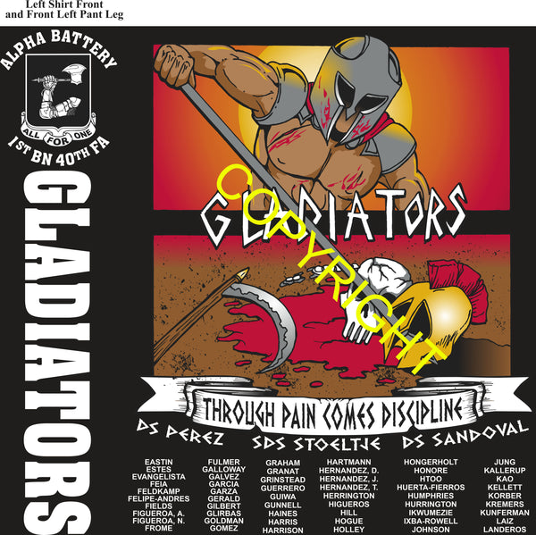 Platoon Items (direct-to-garment print) ALPHA 1st 40th GLADIATORS 2nd | armyteeshirts.com