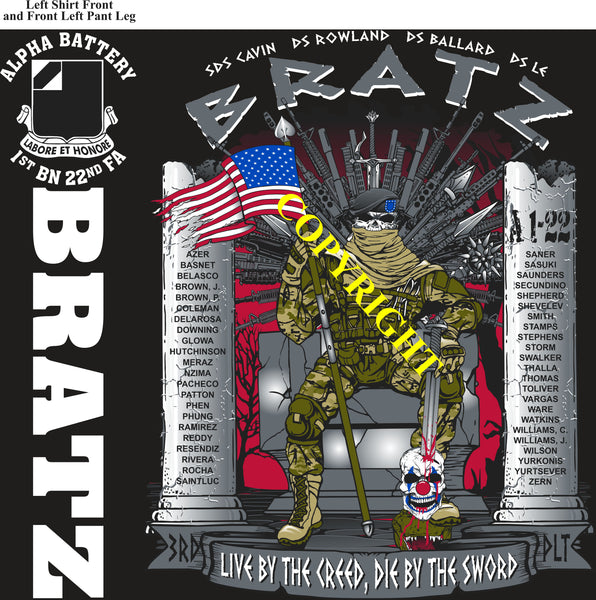 Platoon Items (direct-to-garment print) ALPHA 1st 22nd BRATZ 3rd PLATO ...