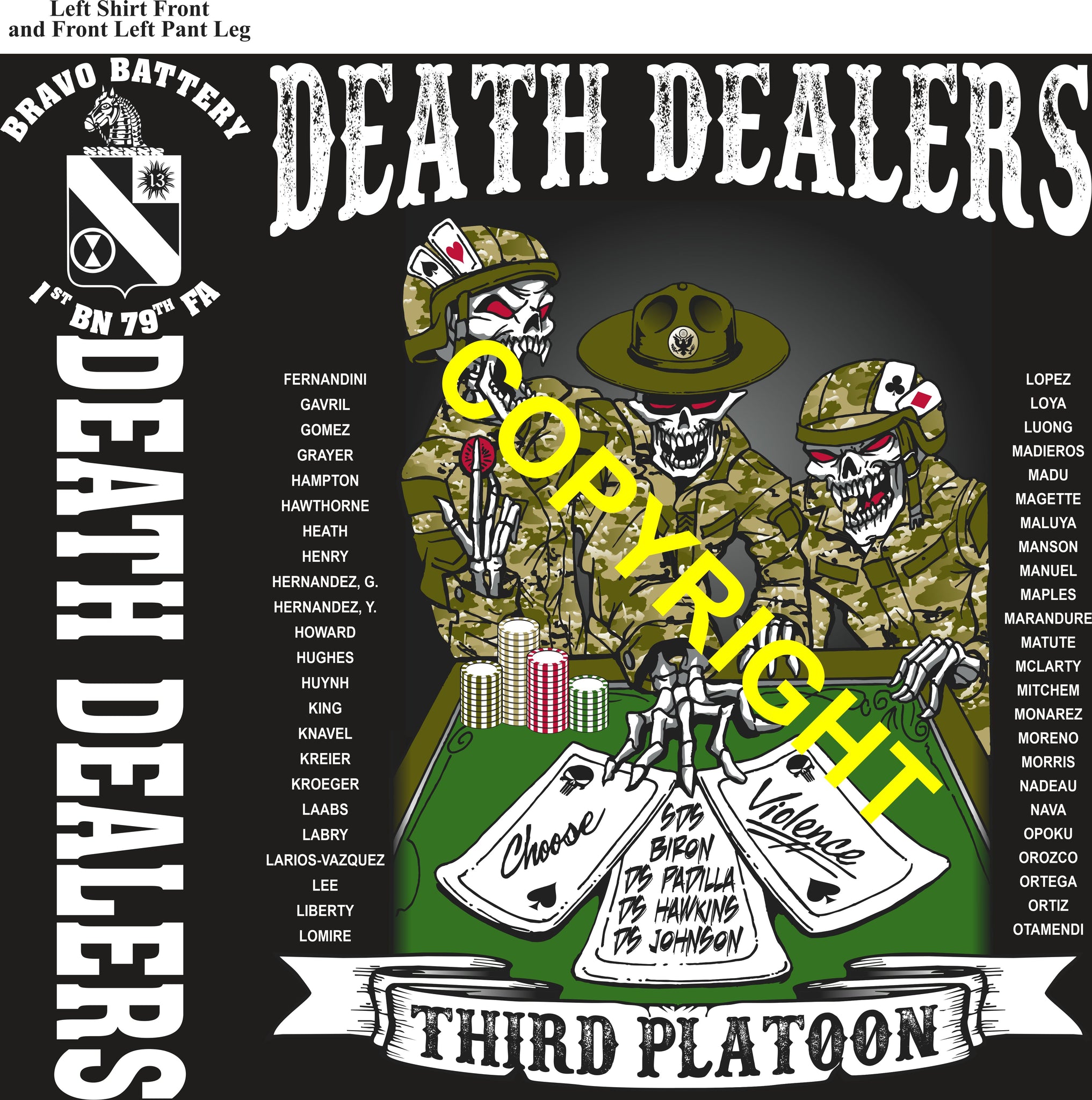Platoon Items (direct-to-garment print) BRAVO 1st 79th DEATH DEALERS 3 ...