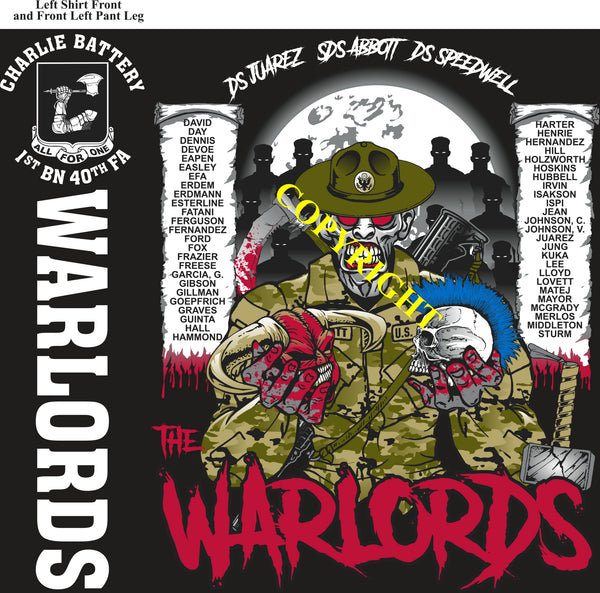 Platoon Items (direct-to-garment print) CHARLIE 1st 40th WARLORDS 2nd ...