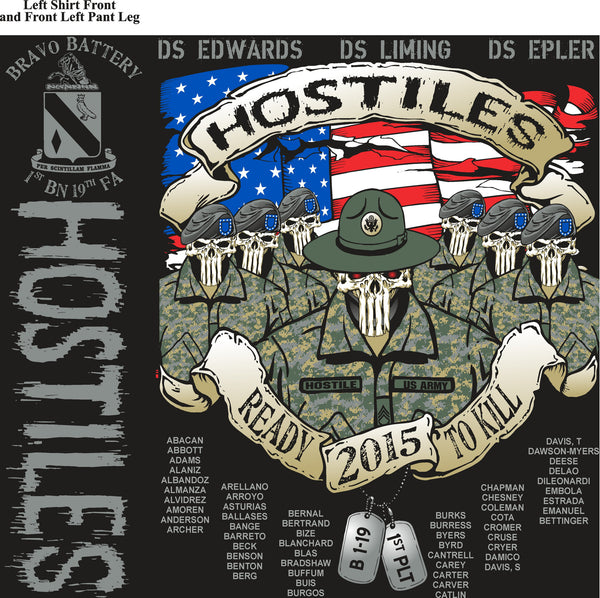 Platoon Shirts BRAVO 1st 19th HOSTILES APR 2015 | armyteeshirts.com